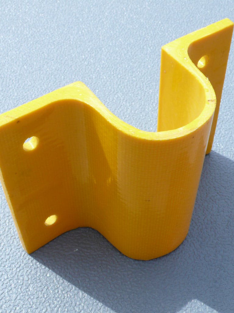 Global Walkway HR006-Y GRP Handrail Side Fix Base Yellow - GRP